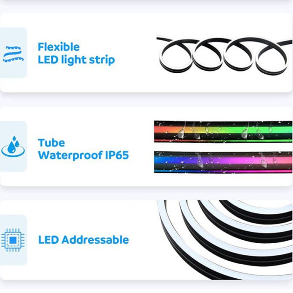Quality Flexible Led Neon Light Tube 12w/M Ip67 Addressable Scalable for sale