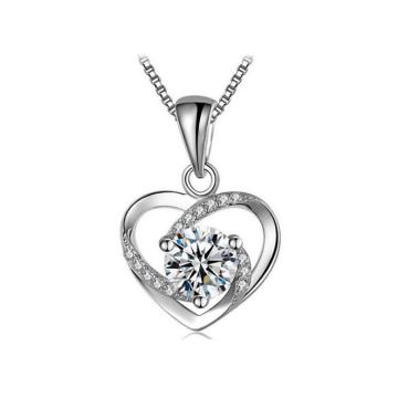 Quality 5A CZ Sterling Silver Heart Pendant Necklace for sale