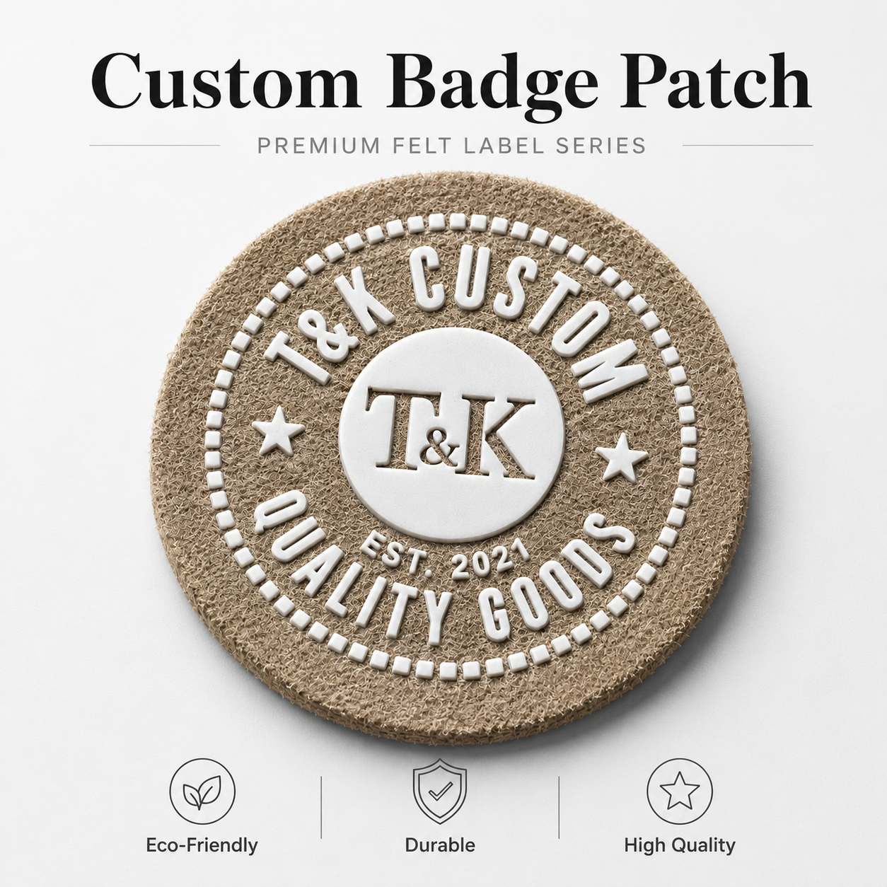 Quality Custom 3D Silicone Logo Patch with Natural Jute Fabric Base for Clothing Brands for sale