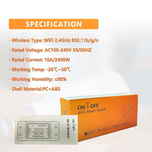 Quality 300W 2.4GHz WIFI Circuit Breaker Tuya Smart Switch Adjustable Light for sale