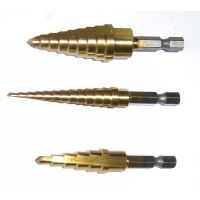 Quality High Speed Steel Step Drill Bit Hex Shank Titanium Coated Straight Flute For Metal Titanium Step Drill Bit for sale