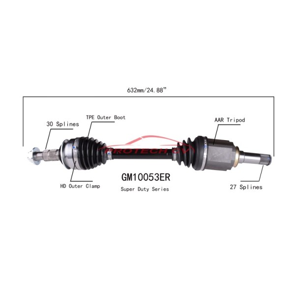 Quality GM10053ER CV  CV Axle Assembly Heavy Duty Clamp TPEE Boot  Cold Forging Grinding Process Technology EXTREME Weather Unit for sale