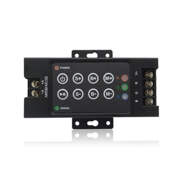 Quality 12-24v Iron Shell Led Controller 5-10 Control Distance Rf 8 Key 30a Rgb Dimmer for sale