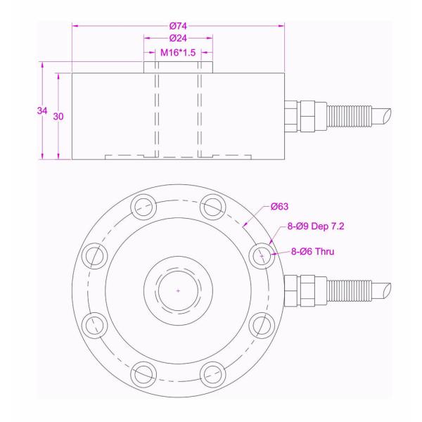 Quality M16 threaded Load Cell 500N 1000N 2000N 3kN 5kN 10kN Compression Force for sale