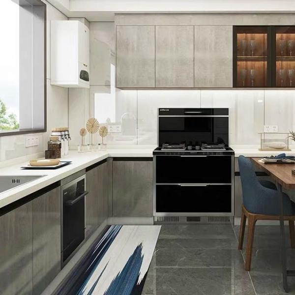 Quality 18mm MDF Metallic Lacquer Kitchen Cabinet Sets With Island Double Sink Home Depot for sale