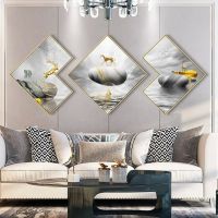 Quality Aluminum Frame Crystal Porcelain Painting Wall Art Japanese Style For Living for sale