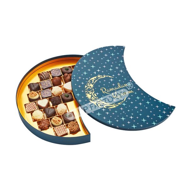 Quality Deluxe Moon Shaped Gift Box Chocolate Present Box With Food Safe Tray for sale