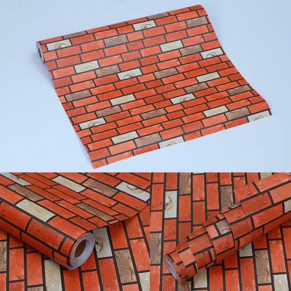 Quality ECO Friendly Matt 3D Brick Stone Wallpaper Vinyl PVC 3D Brick Effect Wallpaper for sale