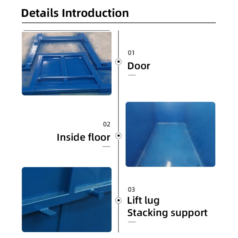 Detailed view of skip bin welding