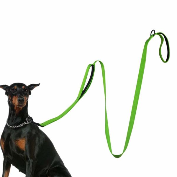 Quality 2 Handles Nylon Dog Leash 6 FT Long For Extra Control Reflective Stitch for sale