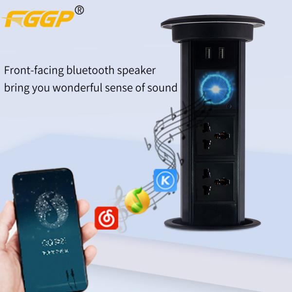 Quality 3 Ways Automatic Lift Motorized Pop Up Socket Aluminium Desktop Plug Sockets for sale