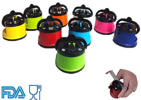 Quality Round Double Kitchen Knife Sharpener With Suction Pad , Blister Packing for sale