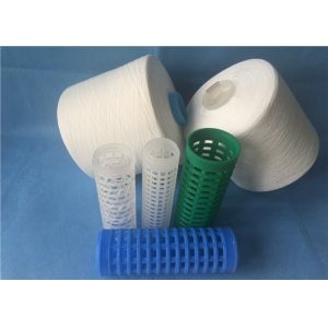 Quality Virgin Raw White 100% Ring Spun Polyester Yarn 20/2 Plastic Dye Cone Yarn 1.25kg for sale