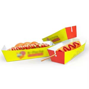 Quality Custom Printed Logo Hot Dog Boxes Sandwich Bags Kraft Paper Fast Food Packaging for sale