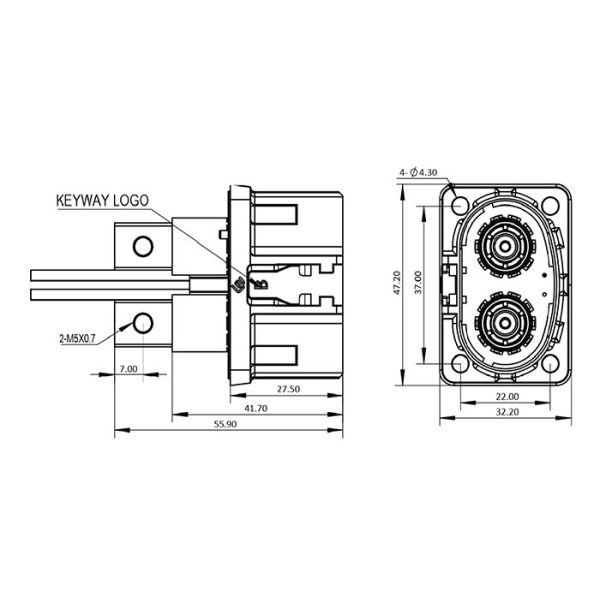 2 Pin M5 Busbar Waterproof Battery Connectors With EMI Shield from ...