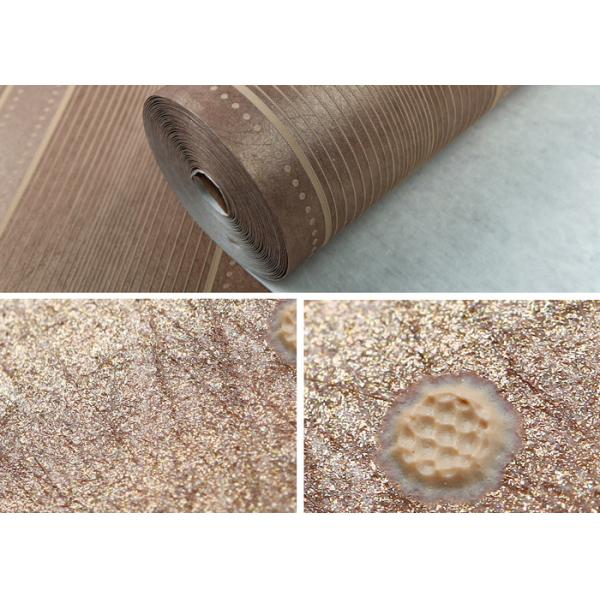 Quality Brown Embossment PVC Living Room Striped Wallpaper Water Resistant Wallpaper for sale