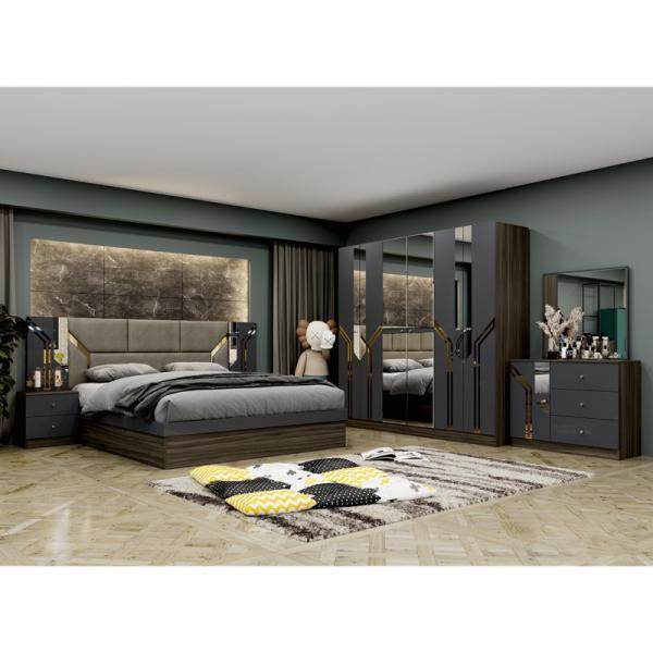 Quality Wholesale Cheap Luxury Wood Frame Double King Size Bed Set Modern Home Turkish Wooden MDF Full Bedroom Sets Furniture for sale