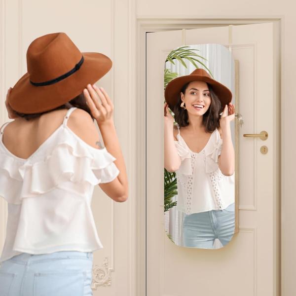 Quality Rectangle Jewelry Armoire Mirror Lockable Full Length Mirror With Storage for sale