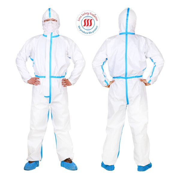 Quality CE PPE EN14605 Type 4 Disposable Coveralls Breathable Hooded Coverall Suit for sale