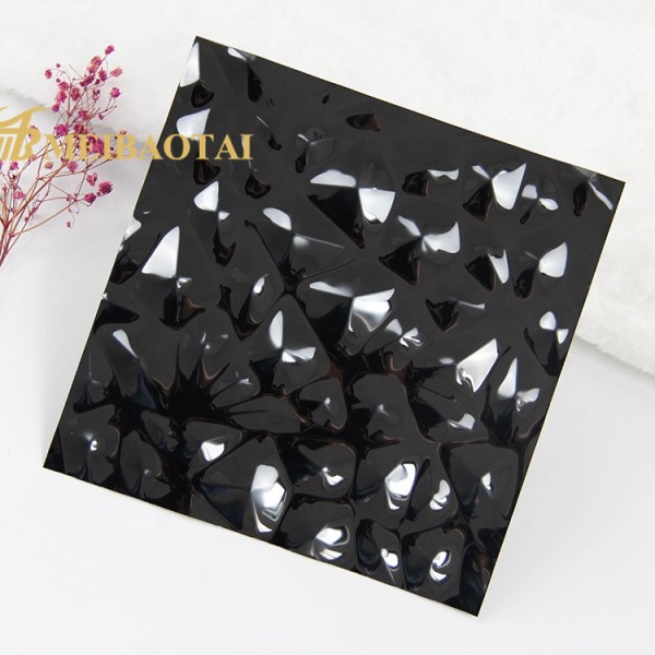 Quality Black Mirror Embossed Stainless Steel Sheet 0.85mm Thickness GB Standard for Ceiling and Door Decoration for sale