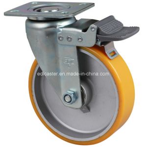 Quality Customization Edl Medium 6" 300kg Plate Brake TPU Caster 6726-86A with Ball for sale