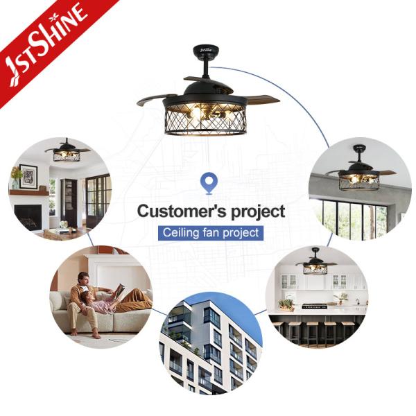 Quality 42 Inches Farmhouse Bedroom Invisible Ceiling Fan With Lights And Remote Control for sale