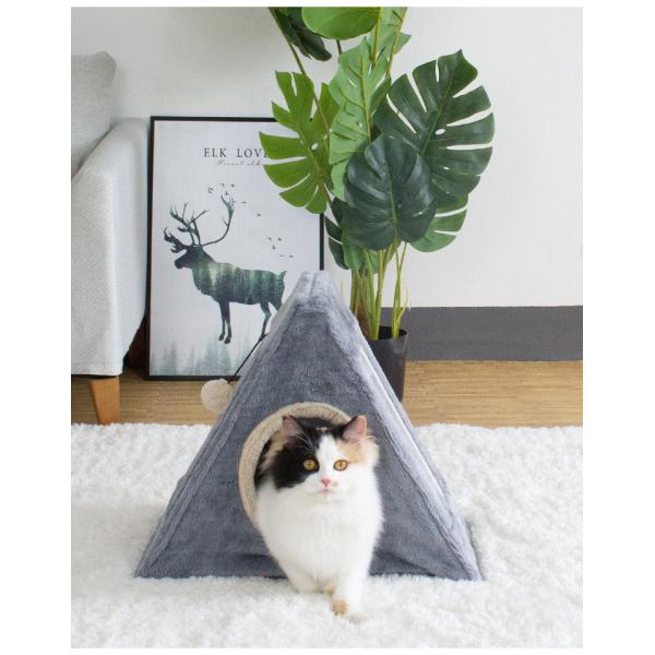 Quality Linen Portable 42cm Short Plush Cat House Indoor for sale