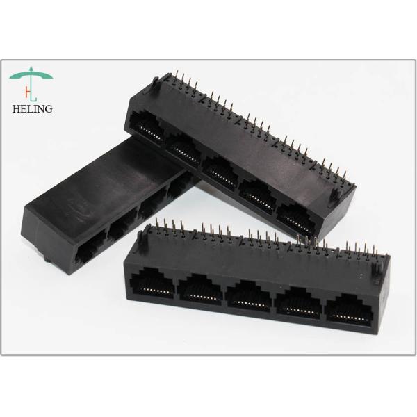 Quality Black Housing Modular Jack 1 x 5 Ports RJ45 Multiport Connector For PC for sale