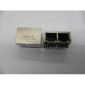 Quality Right angle PCB mount dual port combo RJ45 connector ethernet modular jack for sale