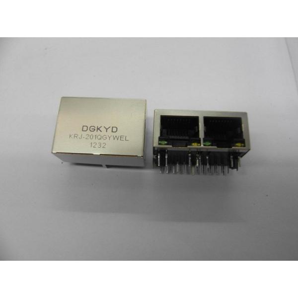 Quality Right angle PCB mount dual port combo RJ45 connector ethernet modular jack for sale
