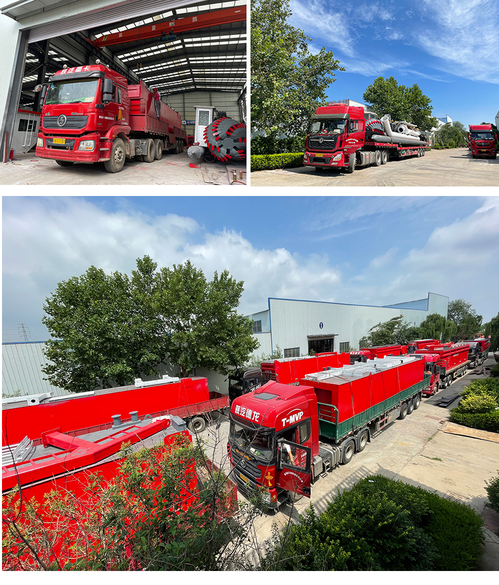 Road transportation of dredging equipment by heavy trucks