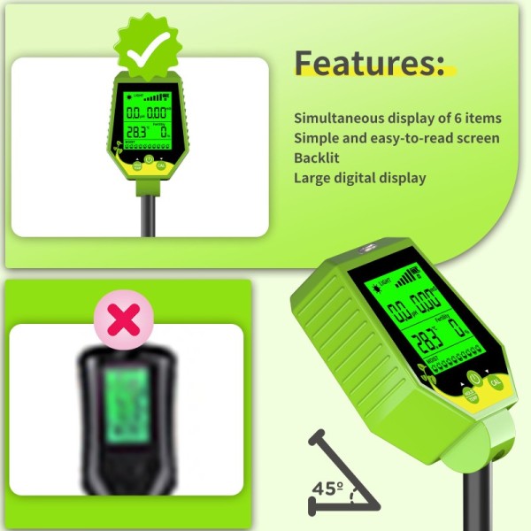 Quality 6- In -1 Soil Tester Soil / EC / Humidity / Fertility / Light / Temperature Soil for sale