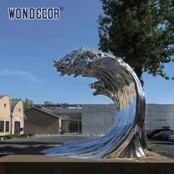 Quality WONDERS Casting Stainless Steel Sculpture Metal Wave Sculpture 250cm for sale