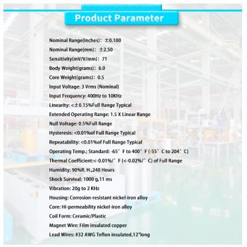 Quality Highly Accurate UNIVO UBMD-375-100 AC Range 2.5mm Displacement Sensor for for sale