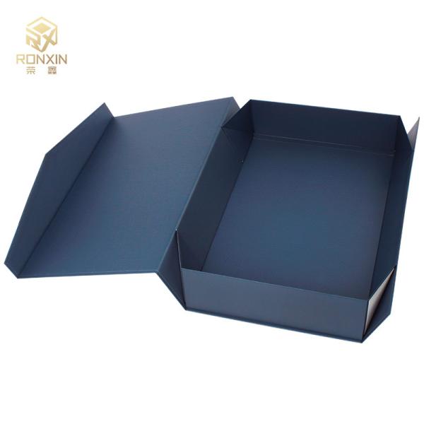 Quality Rectangle Foldable Magnetic Flap Gift Box , Book Style Box Dark Blue for sale