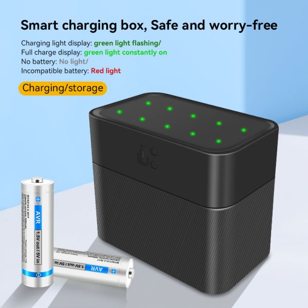 Quality 1.5V AA Rechargeable Lithium Battery Charger Kit With 10 Independent Slots And LED Indicators for sale