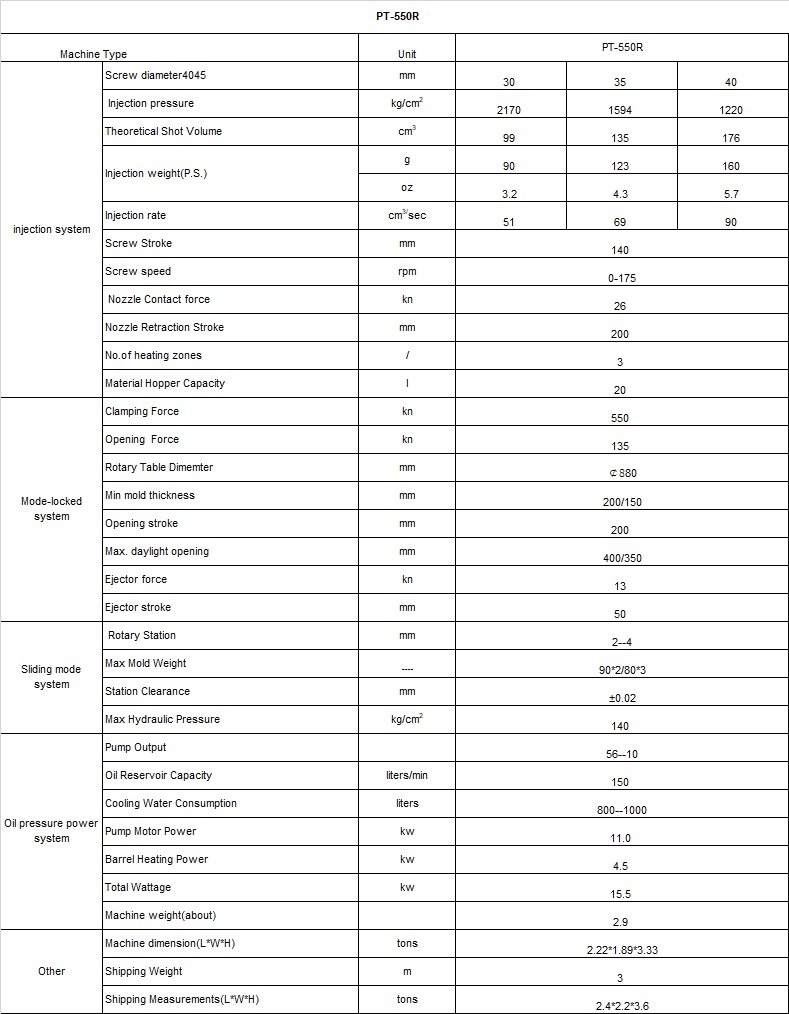 55 ton vertical plastic injection molding machine with rotary table