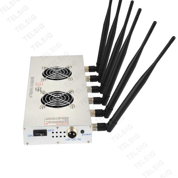Quality 450 * 240 * 85mm Cell Phone Frequency Jammer , 6 Band Portable Bluetooth Jammer for sale