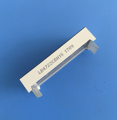 Close-up view of 7 segment LED display segments and construction