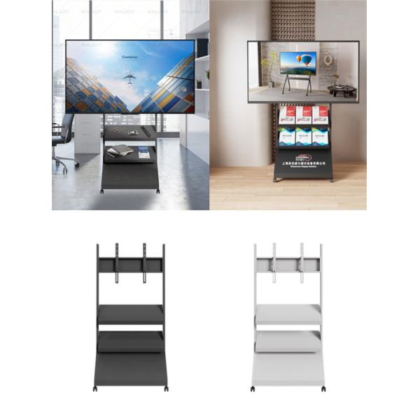 Quality Black Rolling TV Stand 132Lbs With Documents Shelf Rolling Tv Shelf With Wheels for sale