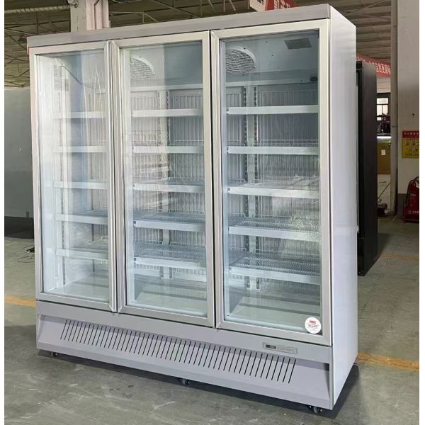 Quality OEM Supermarket Beverage Refrigerator with Multi-climate Cooling and White Glass Door for sale