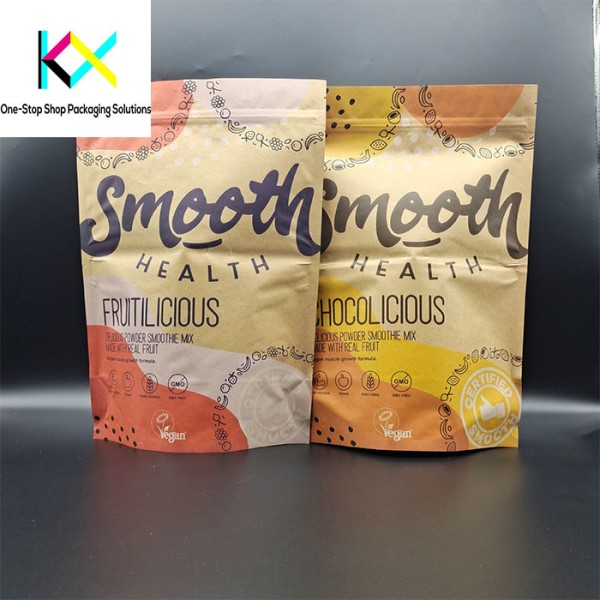 Quality Digital Printed Kraft Paper Packaging Bags 140um Stand Up Zipper Pouch With Low MOQ for sale