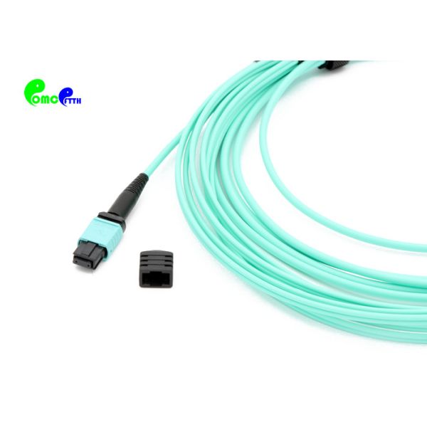 Quality OM3 Breakout 2.0mm MPO Trunk Cable 12F MPO Female to SC UPC With 50 / 125μm LSZH Aqua Color for sale