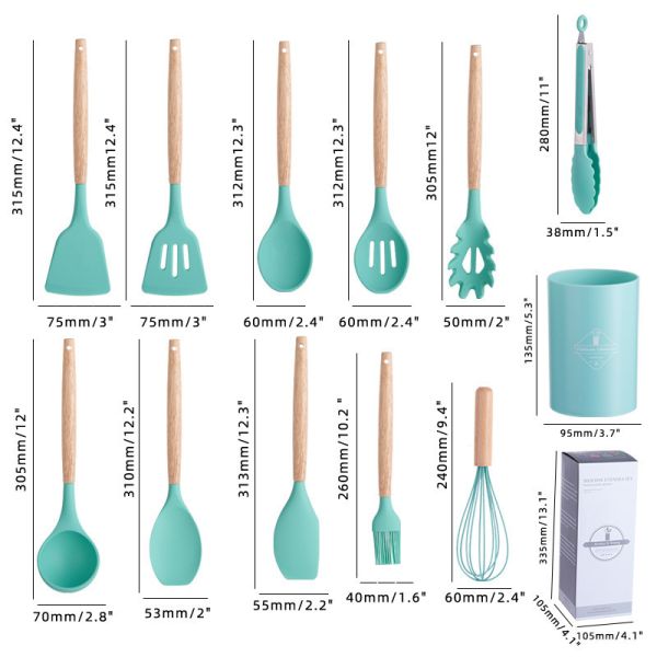 Quality Silicone Cooking Utensil Set Non-Stick Heat Resistant Kitchen Tools for sale