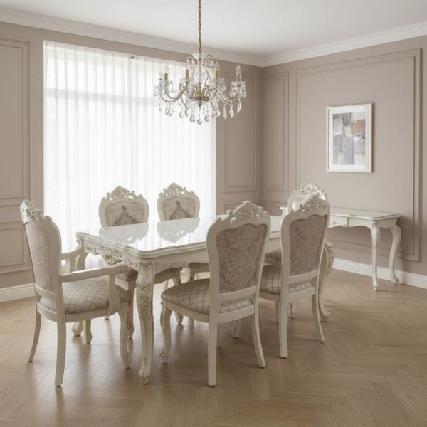 Quality European Style Solid Wood 8 Seater Dining Table Set Chairs Dining Room Furniture Classic Wooden Luxury Dining Table Sets for 8 for sale