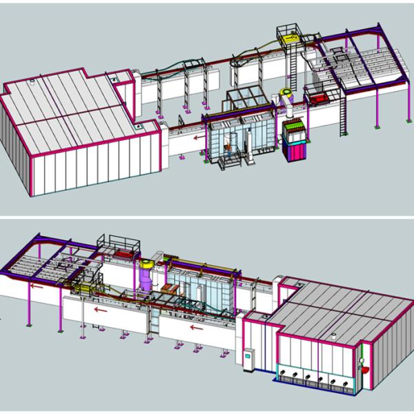 Quality High Efficiency Electrostatic Automatic Powder Coating Plant Line New Condition for sale