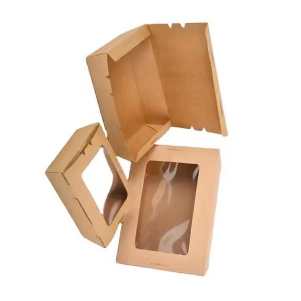 Quality Customized Eco-friendly Fast Food Grade Kraft Paper Takeaway Container for sale