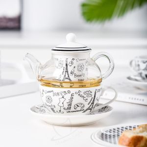 Quality Ceramic Tea Mug With Strainer And European Glass Teapot Sustainable One Person for sale