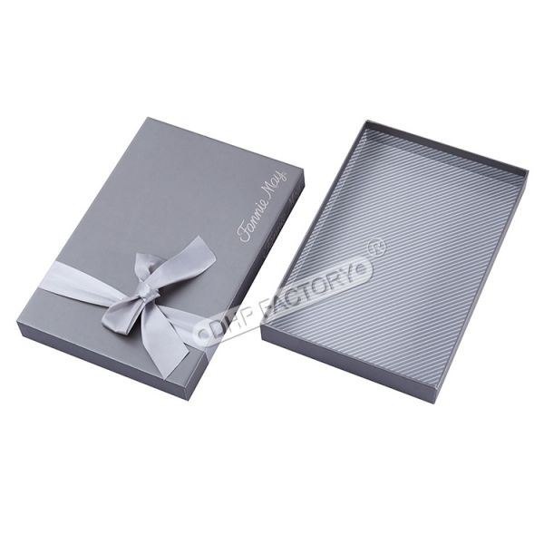 Quality Elegant Gray Decorative Gift Boxes With Ribbon For Luxurious Packaging for sale
