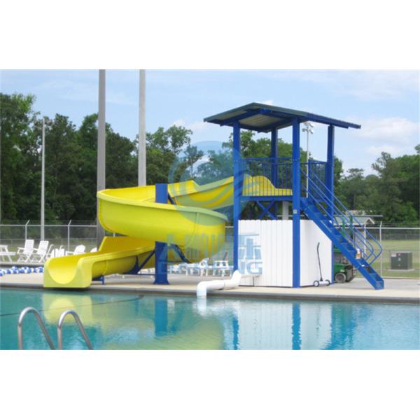 Quality Yellow Open Spiral Swimming Pool Slide 2.2m High Fiberglass Customized for sale